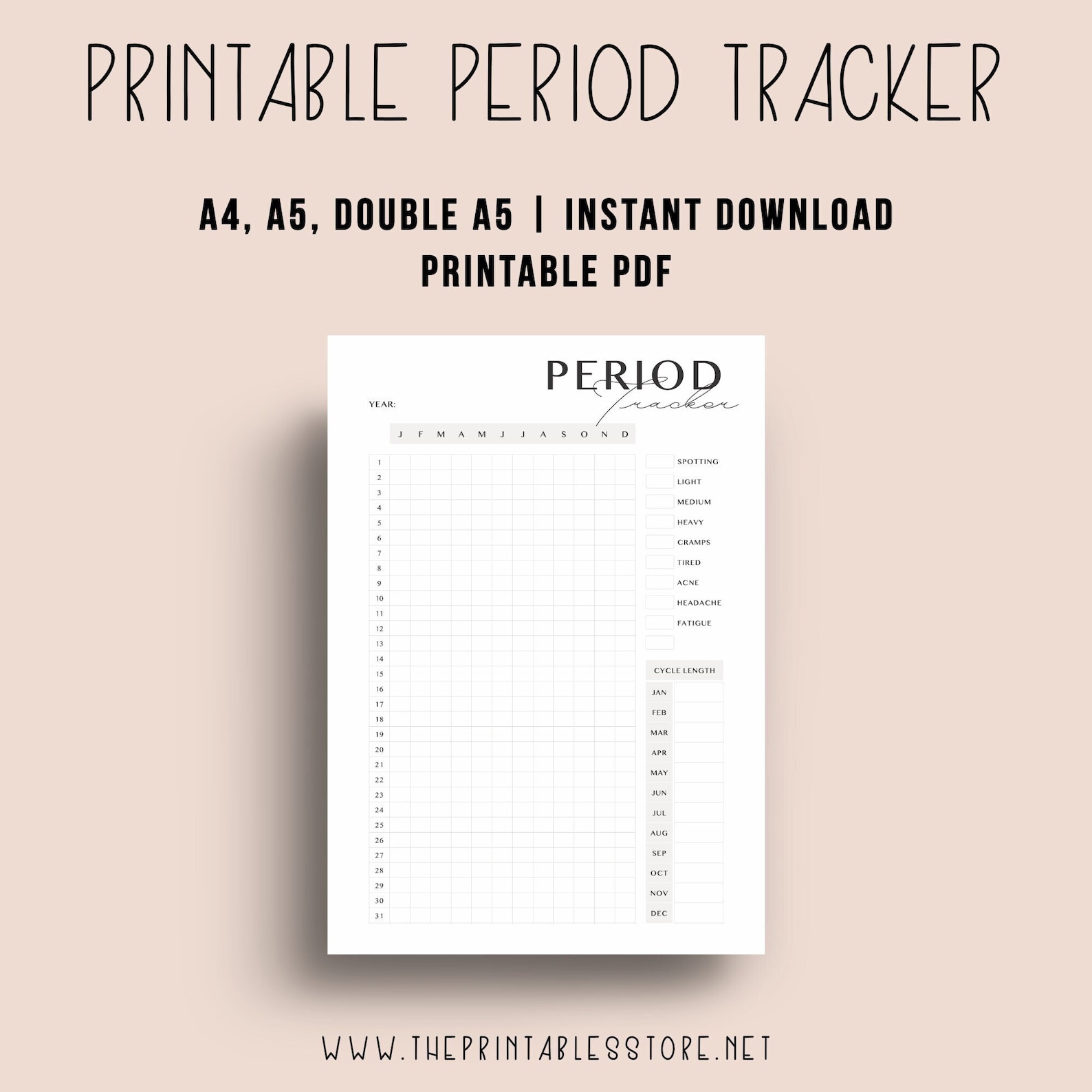 Period Tracker Printable, Menstruations, Period Planner, Ovulation ...
