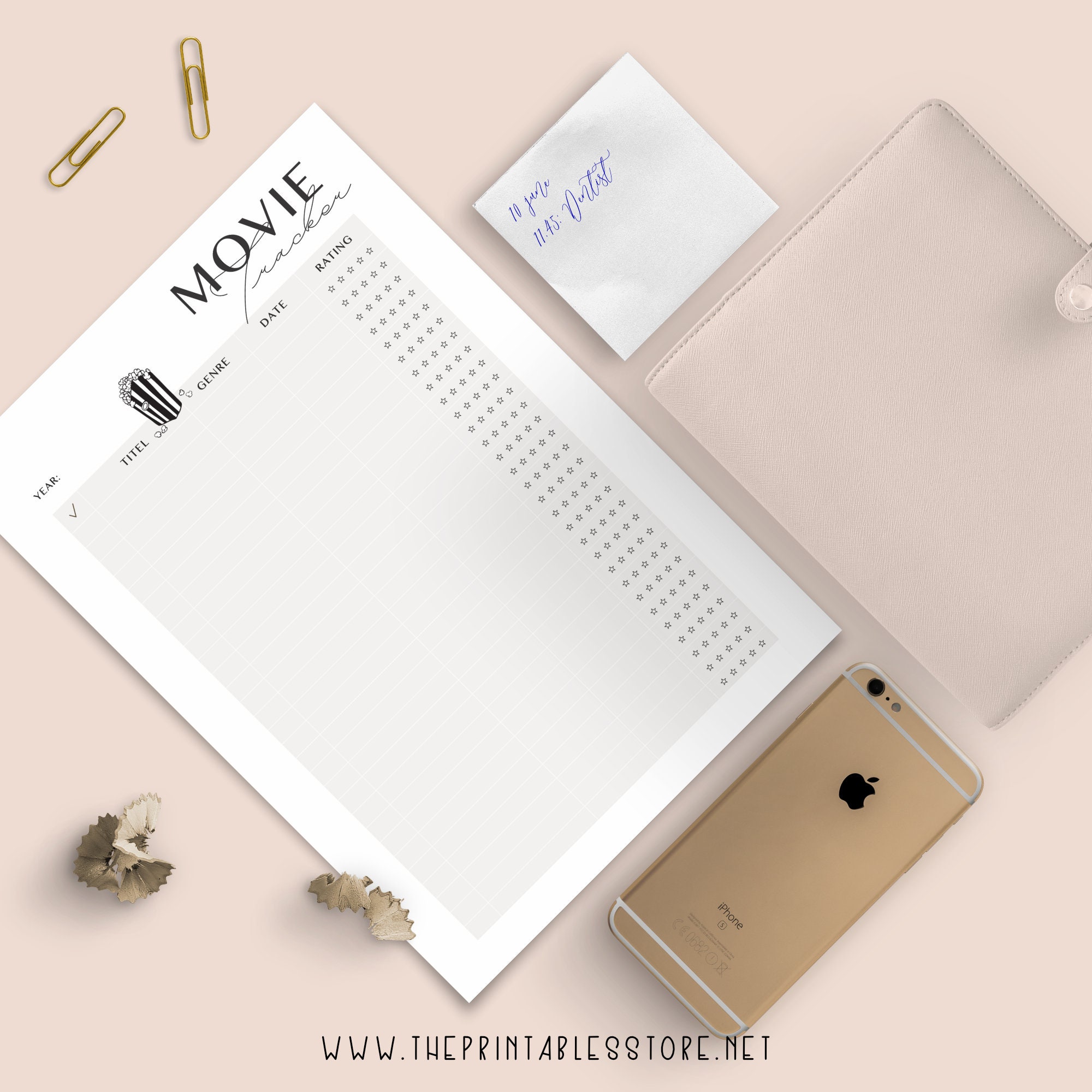 Movie Tracker Printable, Movie Journal, Movie Night, Movie Themed Gifts ...