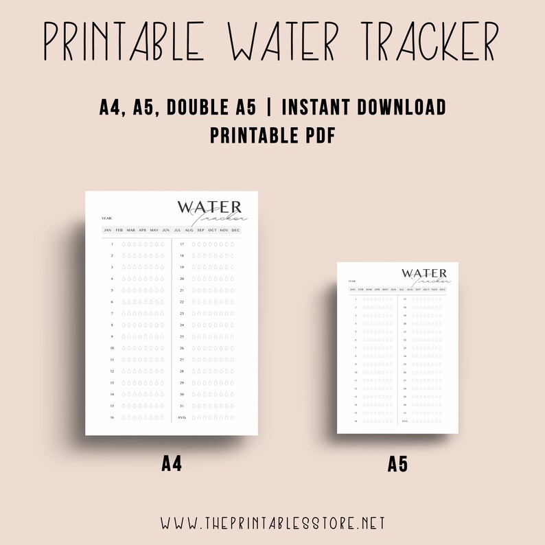 Printable Water Tracker Daily Hydrate Planner Water Log A4 - Etsy
