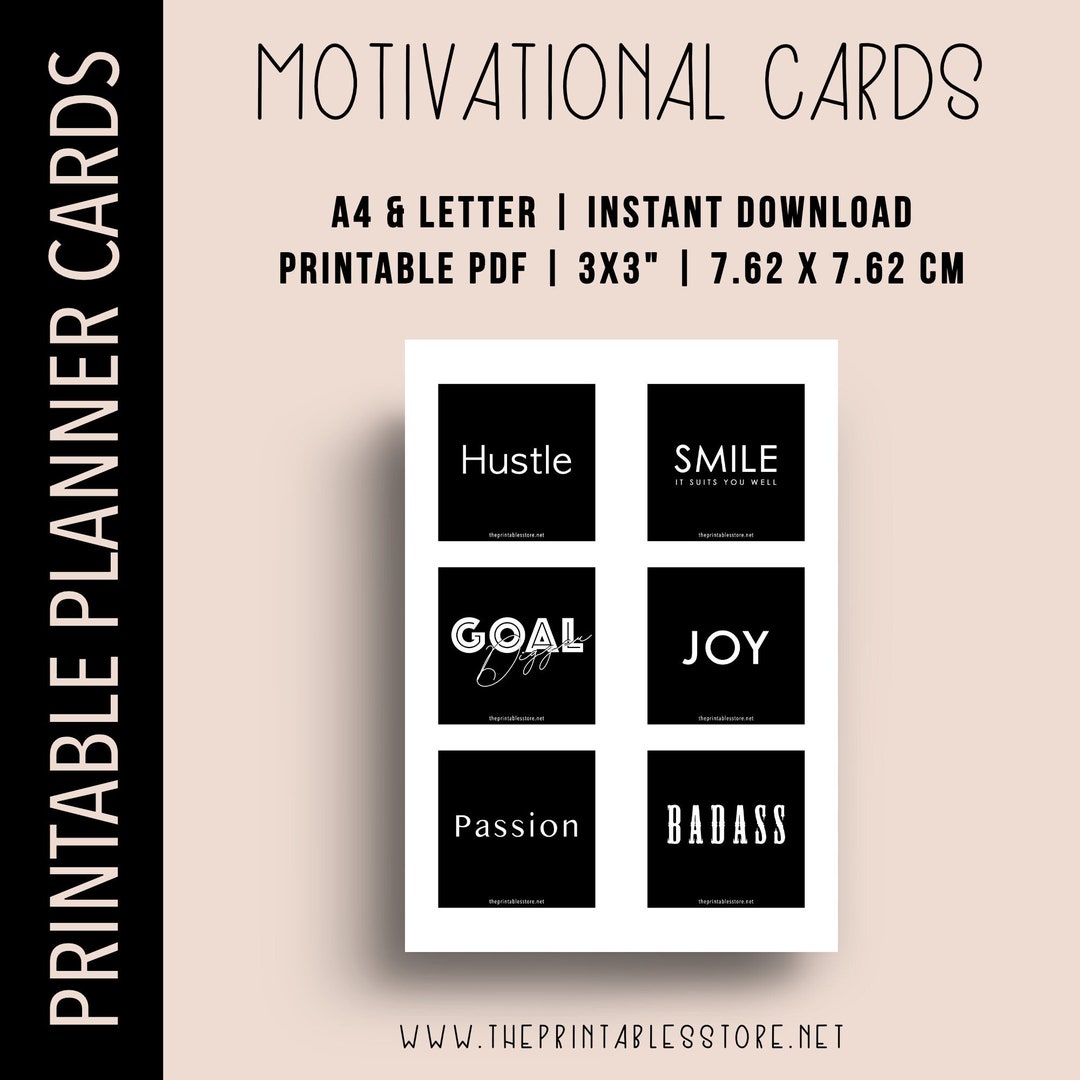 Motivational Cards Printable, Planner Quote Cards, Positive Cards Pack ...