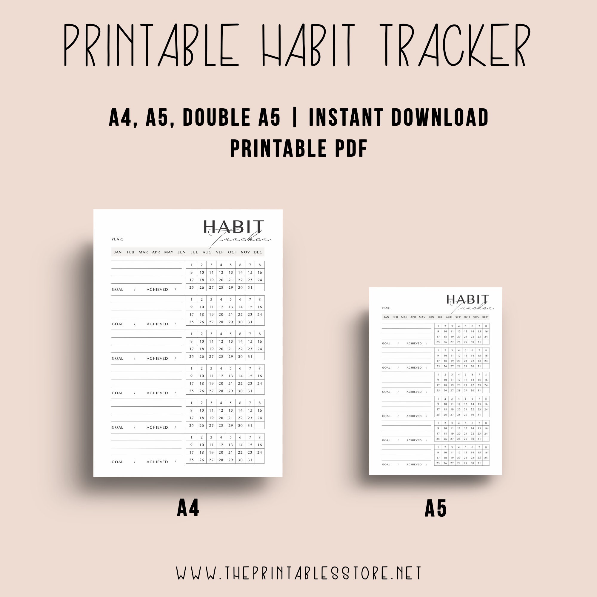 Daily Habit Tracker Printable, Habit Journal, Habit Tracker Template ...