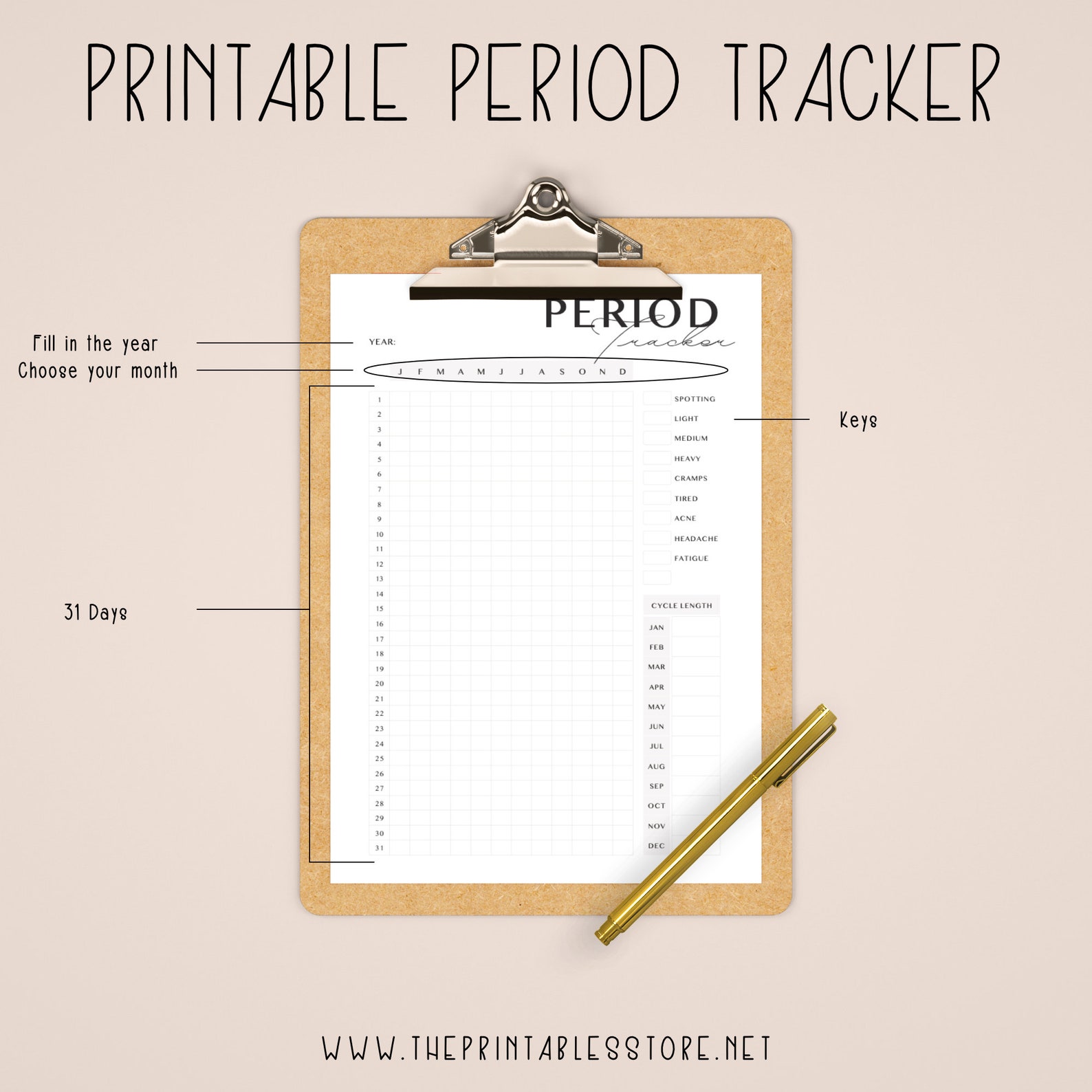 Period Tracker Printable, Menstruations, Period Planner, Ovulation ...