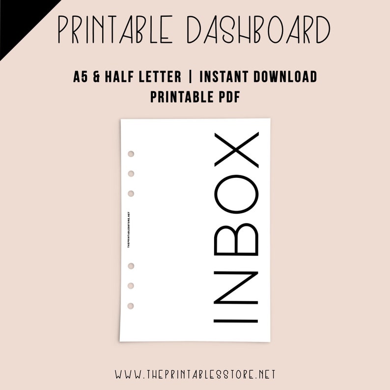 Inbox Dashboard, Printable Inserts, Planner Divider, Minimal Dashboard ...