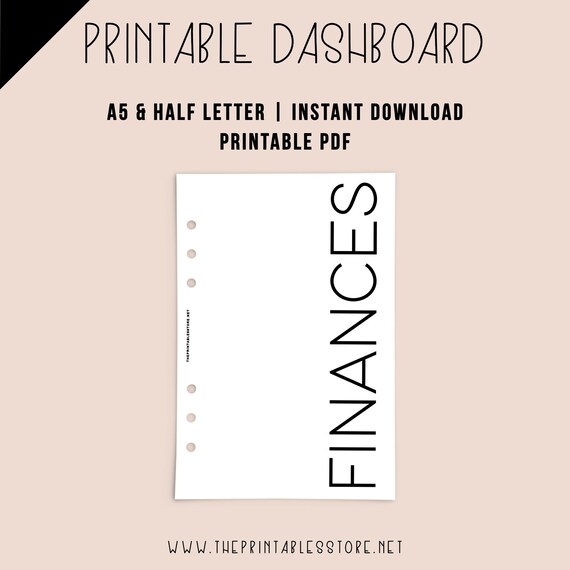 Printable Finance Dashboard Finance Organizer Planner | Etsy