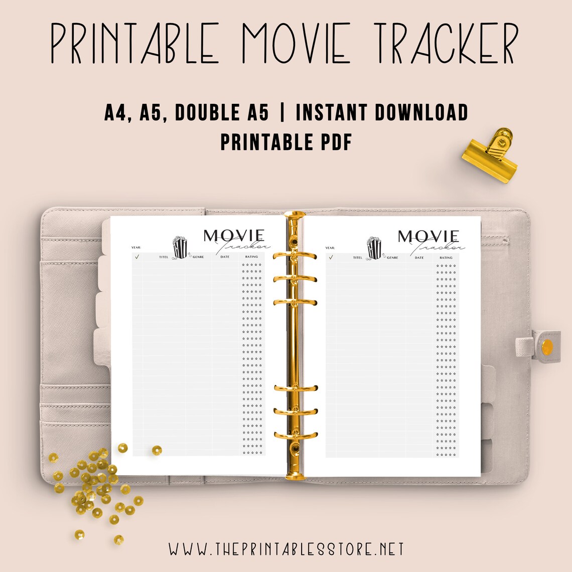 Movie Tracker Printable, Movie Journal, Movie Night, Movie Themed Gifts ...