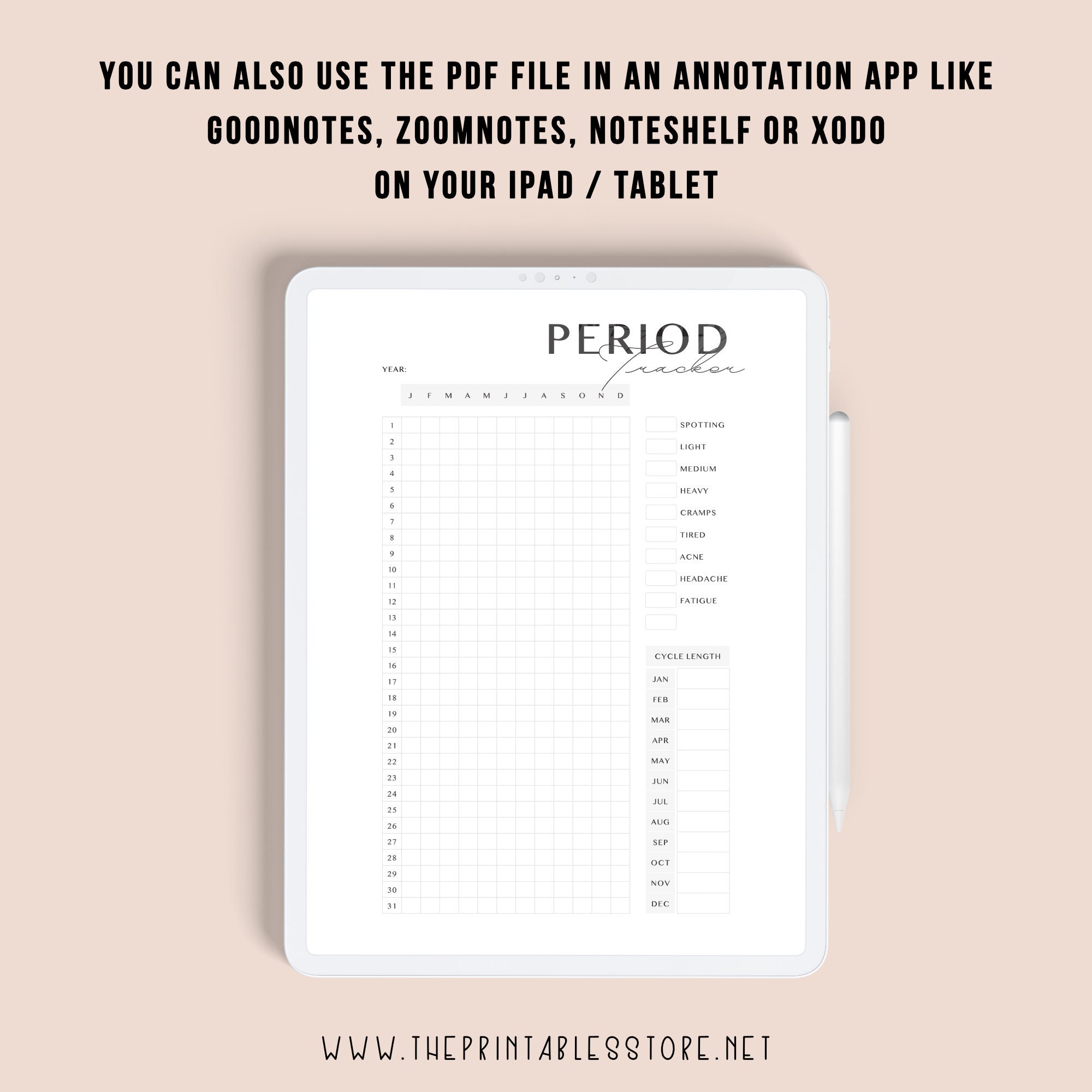 Period Tracker Printable, Menstruations, Period Planner, Ovulation ...