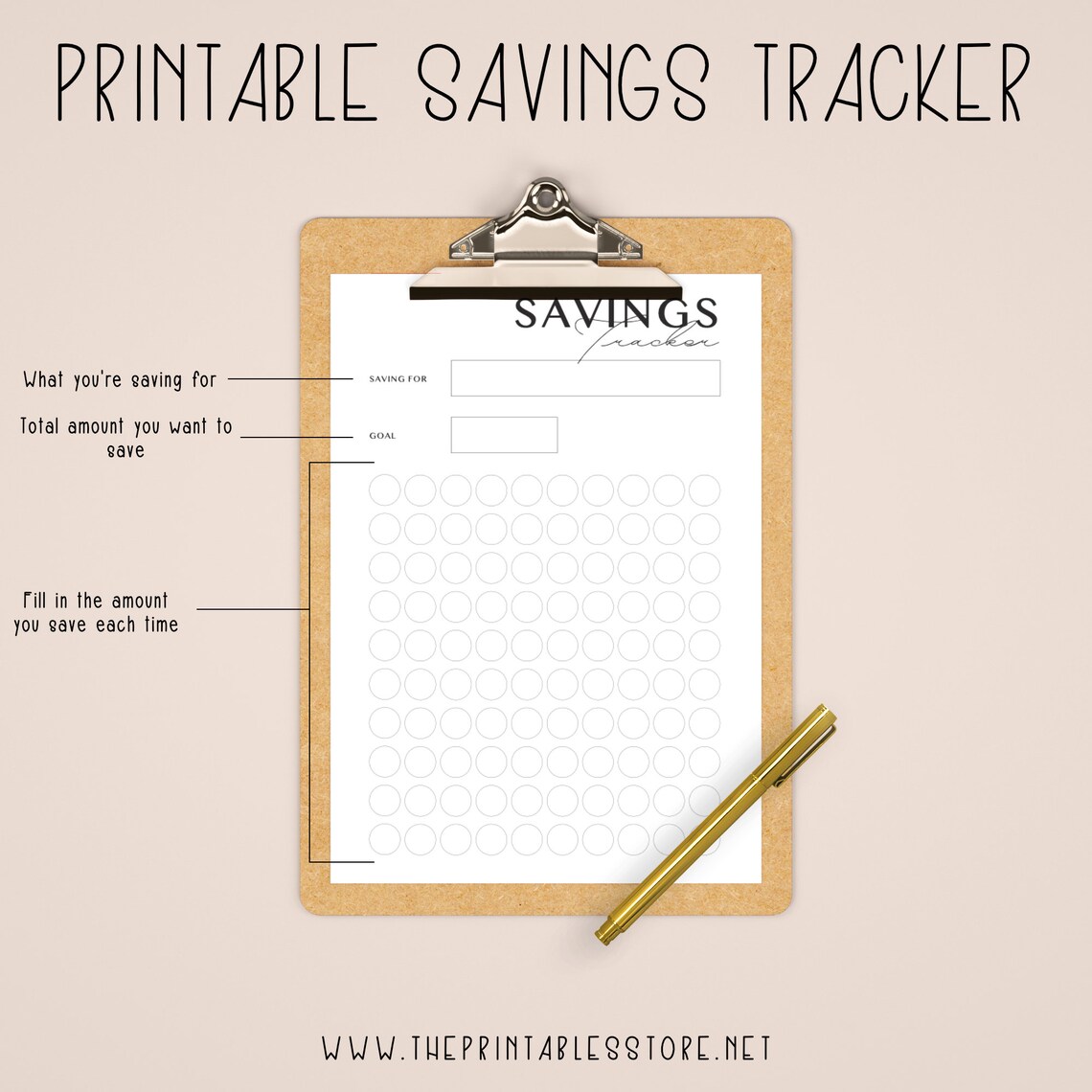 Printable Savings Tracker, Financial Goals, Money Savings, Savings ...