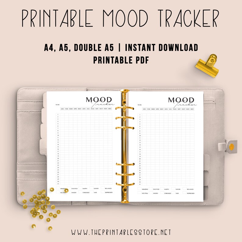 Mood Tracker Printable, Daily Mood Journal, Mental Health Tracker, Mood ...