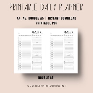 Minimal Printable Daily Planner A5, Daily Journal Template, Daily Time ...