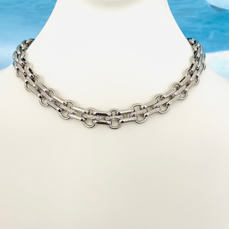 Silver Link Necklace - Etsy