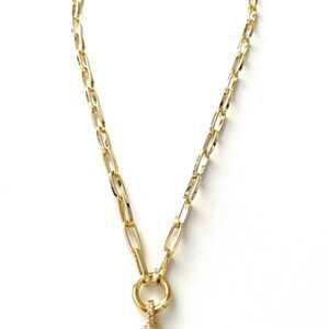 18k Gold Filled Paperclip Chain Pave North Star Compass Pendant Charm ...