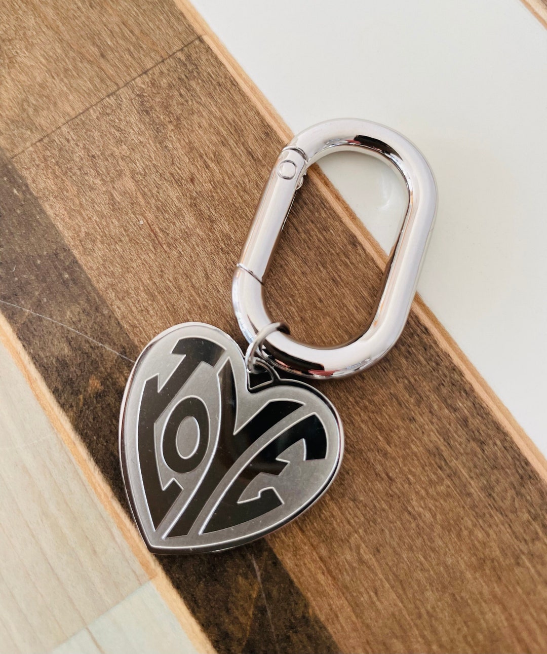 Love Heart Key Ring: White Gold Filled Bag Charm - Etsy