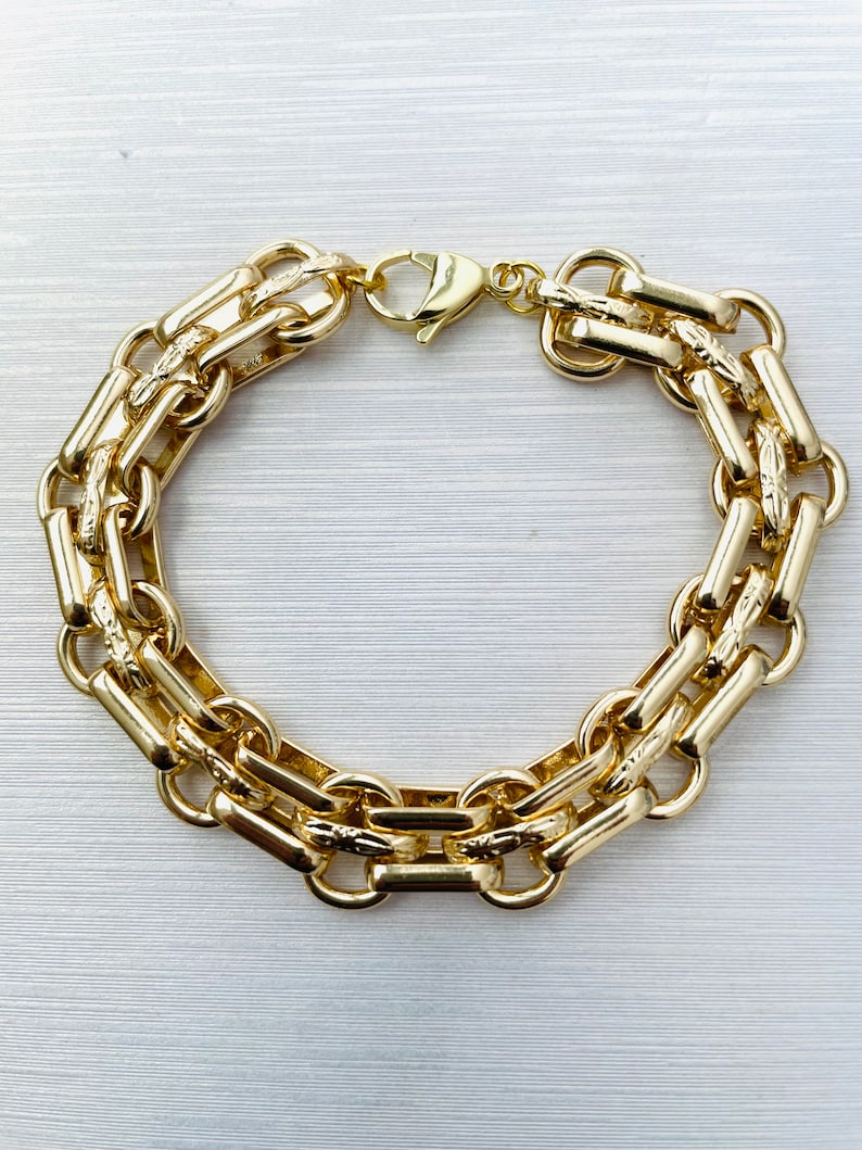 Custom Size Double Oval Link Chunky Chain Bracelet Lobster | Etsy