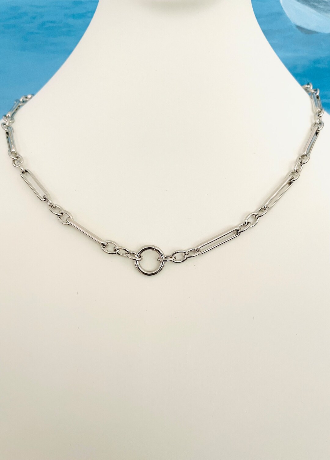 Custom Tombone Chain With Charm Holder Mixed Paperclip Chain - Etsy