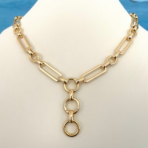 Chunky Two Way Gold Extended Mixed Paperclip Trombone Link Chain ...