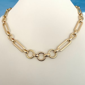 Chunky Two Way Gold Extended Mixed Paperclip Trombone Link Chain ...