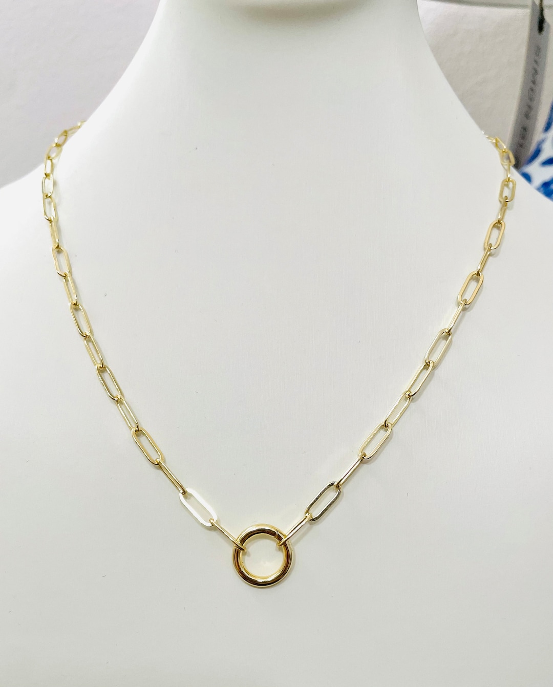 Custom Charm Holder Paperclip Chain Carabiner Clasp Layering Necklace ...