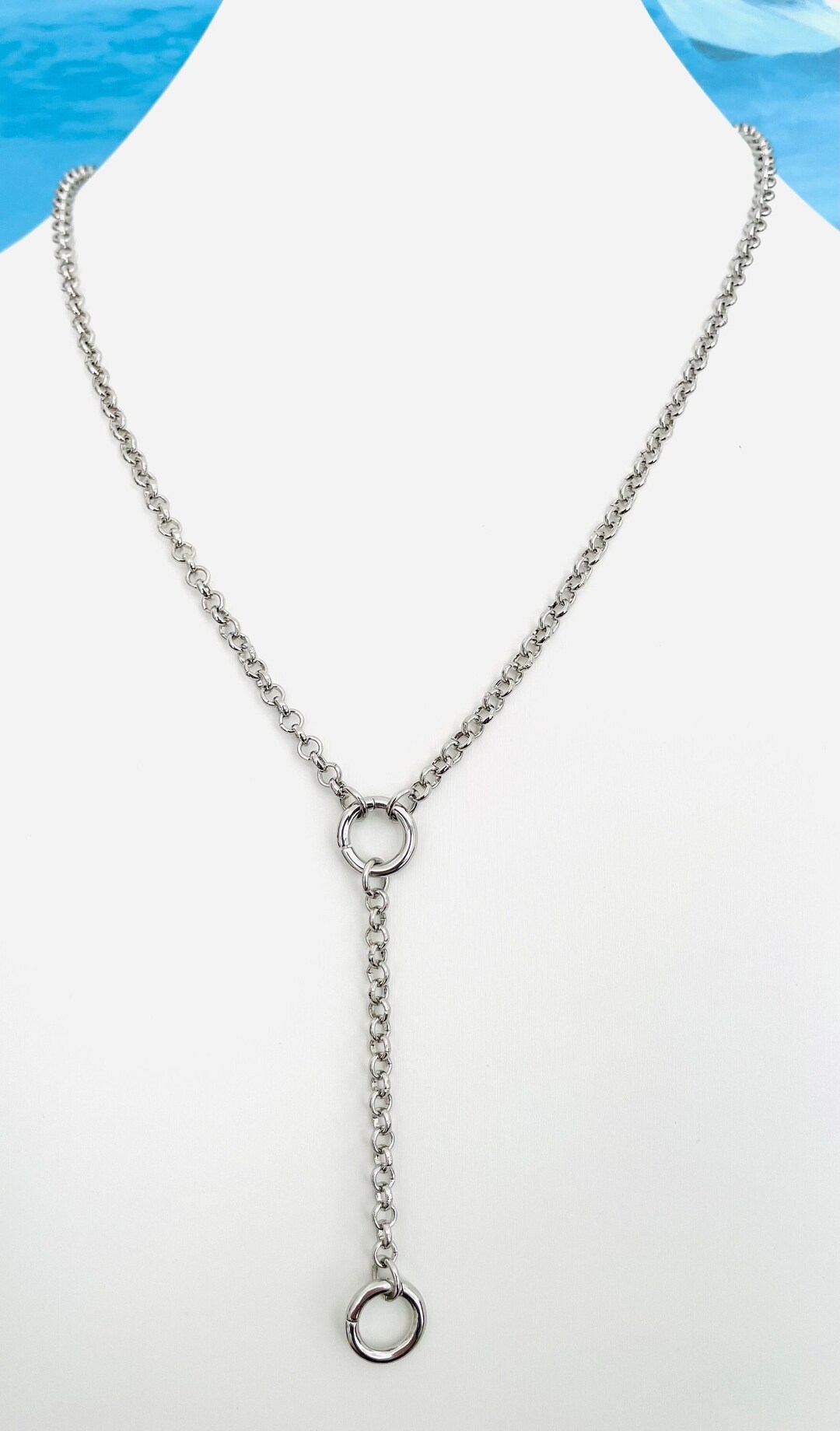 Custom Rolo Chain With 2 Charm Holder Rings Belcher Chain With Click ...