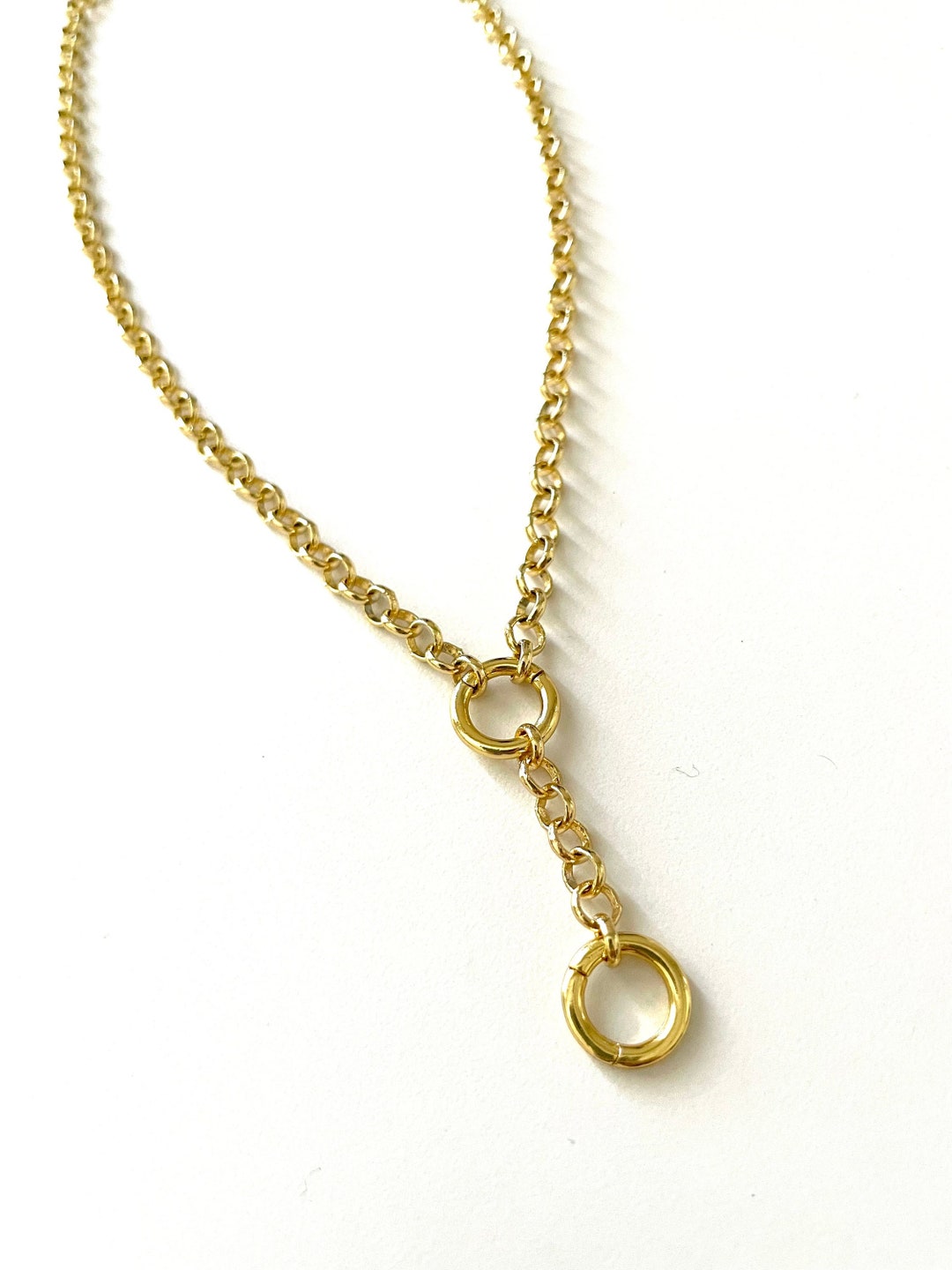 Custom Rolo Chain • Charm Holder Ring • Belcher Chain • Charm Holder ...