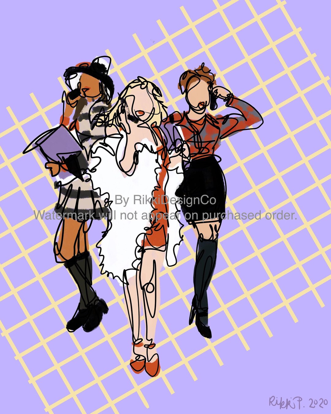 Clueless Cher, Dionne, and Tai Inspired Illustration DIGITAL DOWNLOAD ...