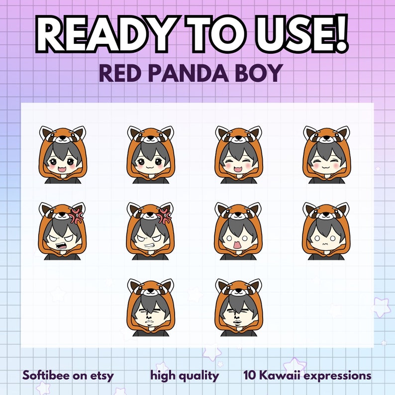 Vtuber Red Panda Boy Pngtuber Model for Twitch 10x Png Tuber Reactive ...