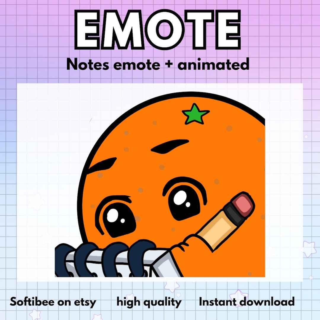 Animated Emote Taking Notes Emote Orange Fruit Animated Twitch Emotes ...