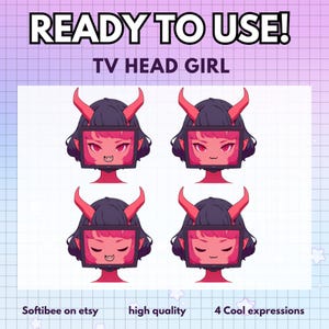 Pngtuber Girl TV Head Vtuber Model for Twitch | 4x Devil Png Tuber ...