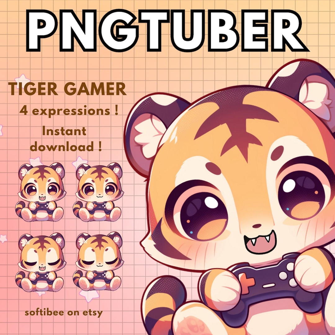 Tiger Pngtuber Model | 4x Pngtuber Tiger Model Male Chibi Png Tuber Boy ...