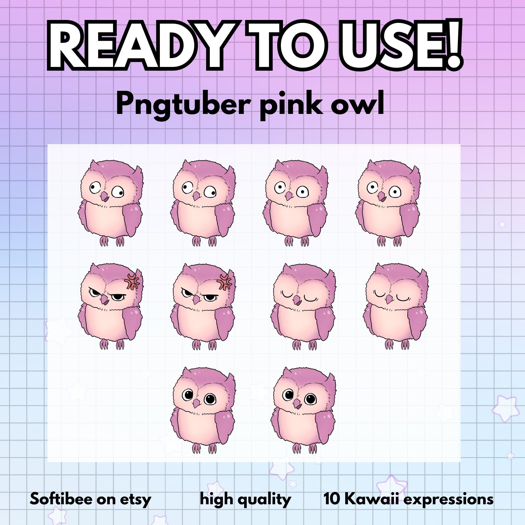 Owl Pngtuber Model / Bird Vtuber Model Premade for Twitch & Youtube ...