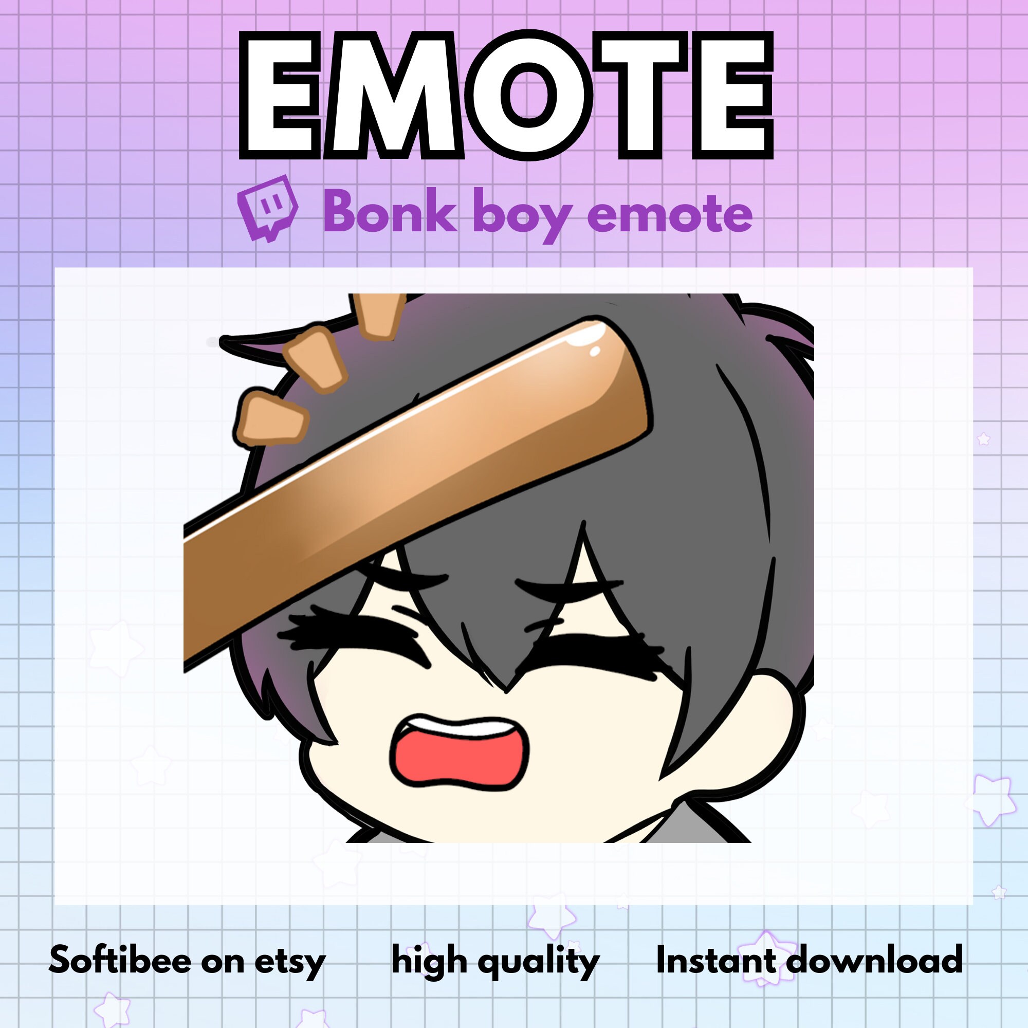 Bonk Emote Chibi Boy With Black Hair Single Emote Twitch - Etsy