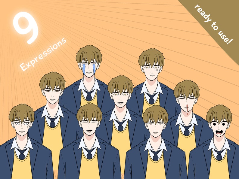 Pngtuber Male 9x Cute Anime Avatars for Twitch Vtubers Streamers and ...