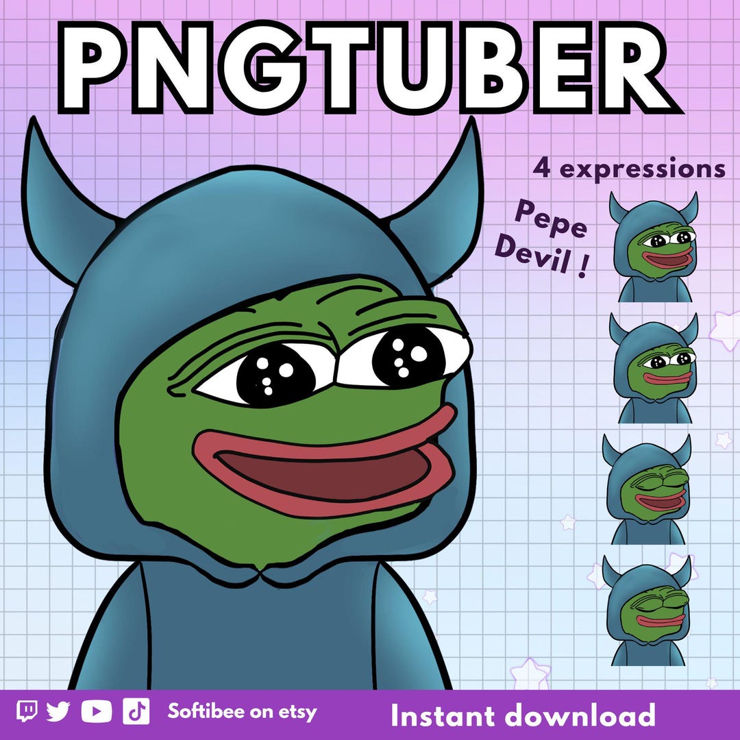 Pngtuber Pepe Vtuber Devil Edition | 4x Reactive Frog Png Tuber for ...
