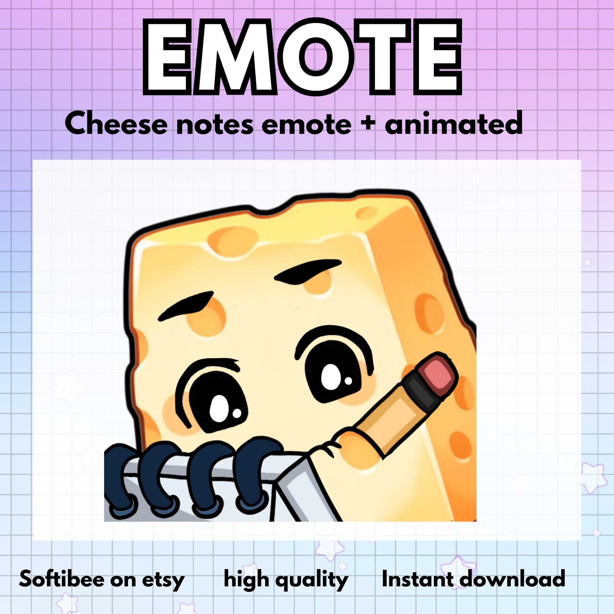 Cheese Chibi Emote Animated Cute Note Taking Kawaii Food Twitch Emotes ...