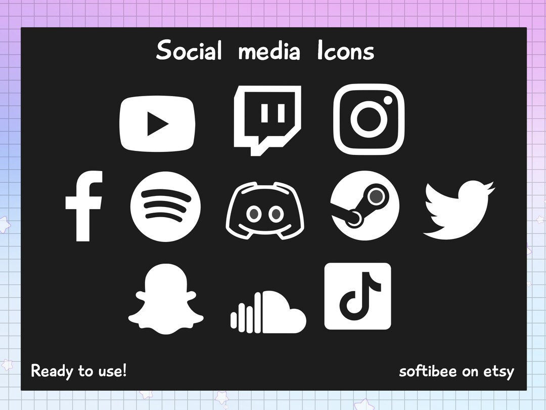 Social Media Icons Basic Set for Streamers! Handy Icons Bundel for ...