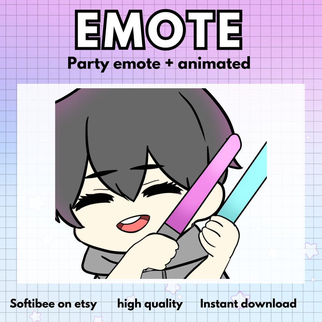 Animated Emote Party Boy With Black Hair Animated Twitch Emotes Single ...