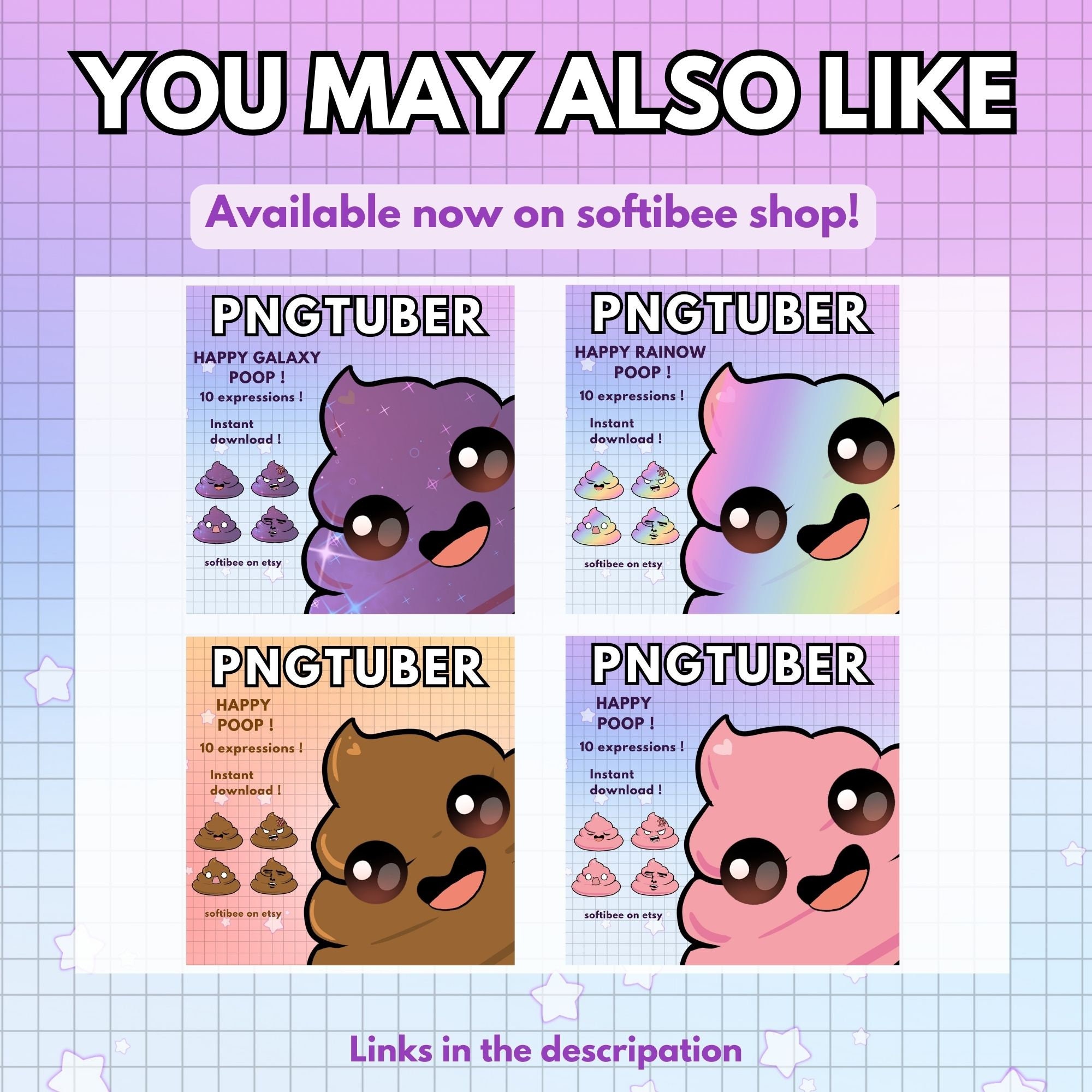 Png Tuber POOP ! 10x Cute Rainbow Poop Vtuber Premade Giftuber Food for ...