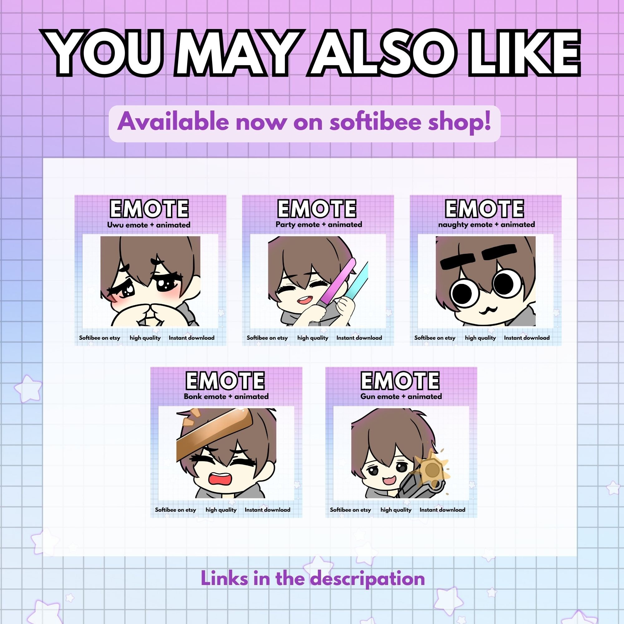 Twitch Animated Emote Brown Hair Boy Emote Gun for Streaming Male ...