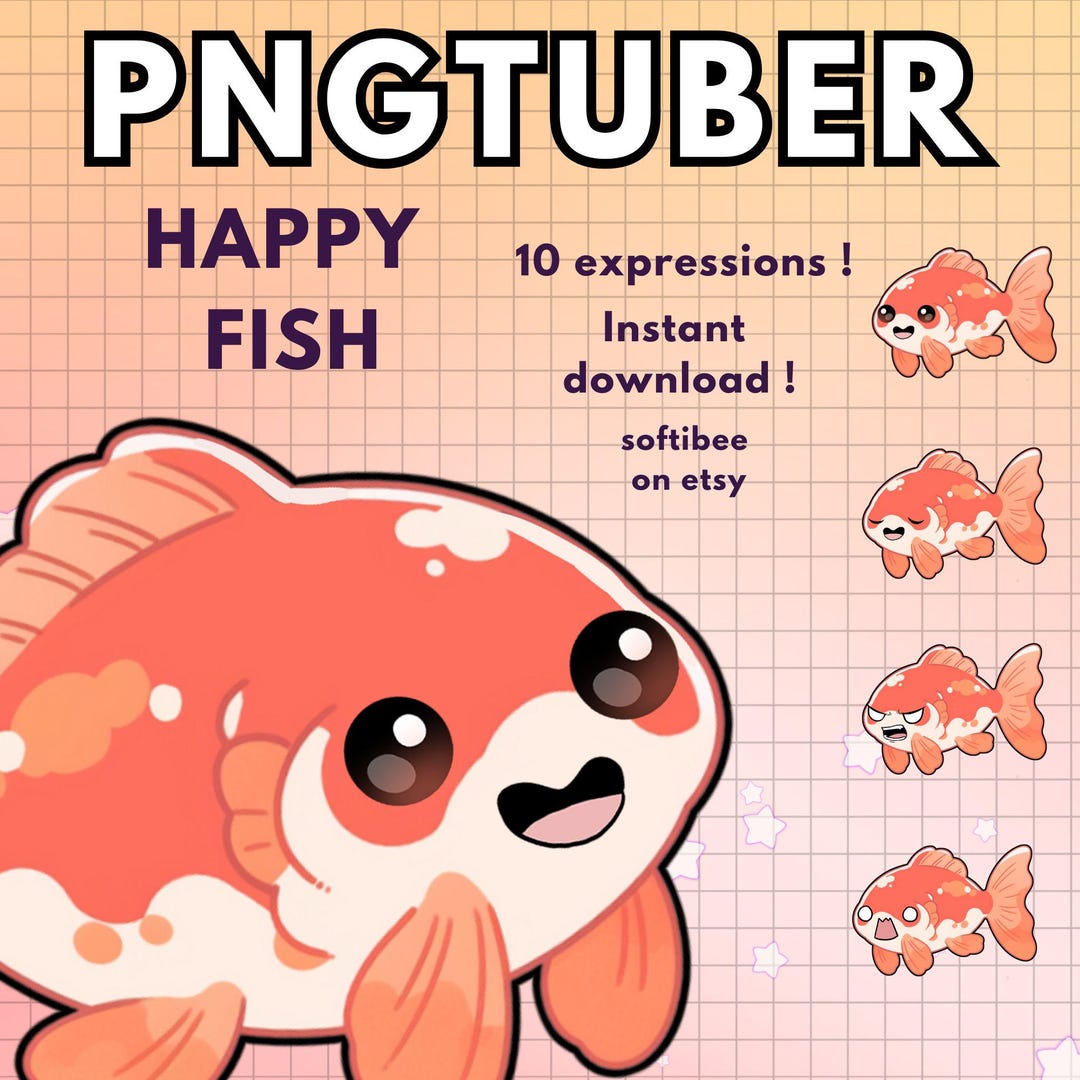 Fish Pngtuber Model Cute Golden 10x Chibi Png Tuber Avatars for Twitch ...