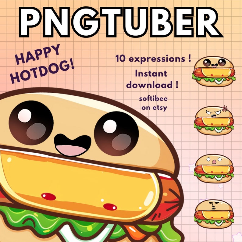 Pngtuber Hot Dog 10x Yummy Food Chibi Vtuber Model for Twitch & Youtube ...