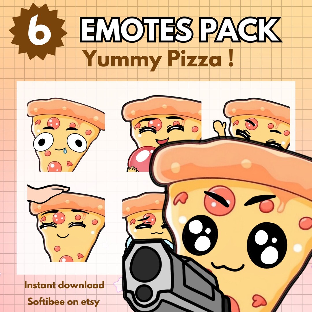 Twitch Emotes Pizza 6x , Kawaii Food Emotes for Gaming Streaming Bread ...
