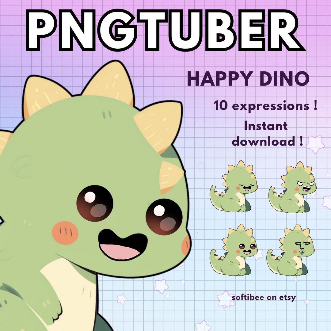 Pngtuber Dinosaur | Chibi Boy Dragon Png Tuber Premade (10 Emotions ...