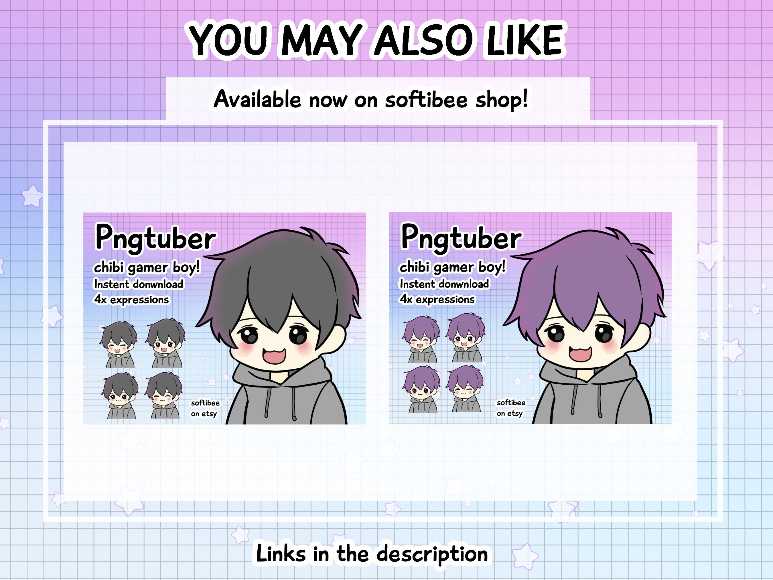 Vtuber Male Model Pngtuber Male X4 Chibi Boy Anime With - Etsy