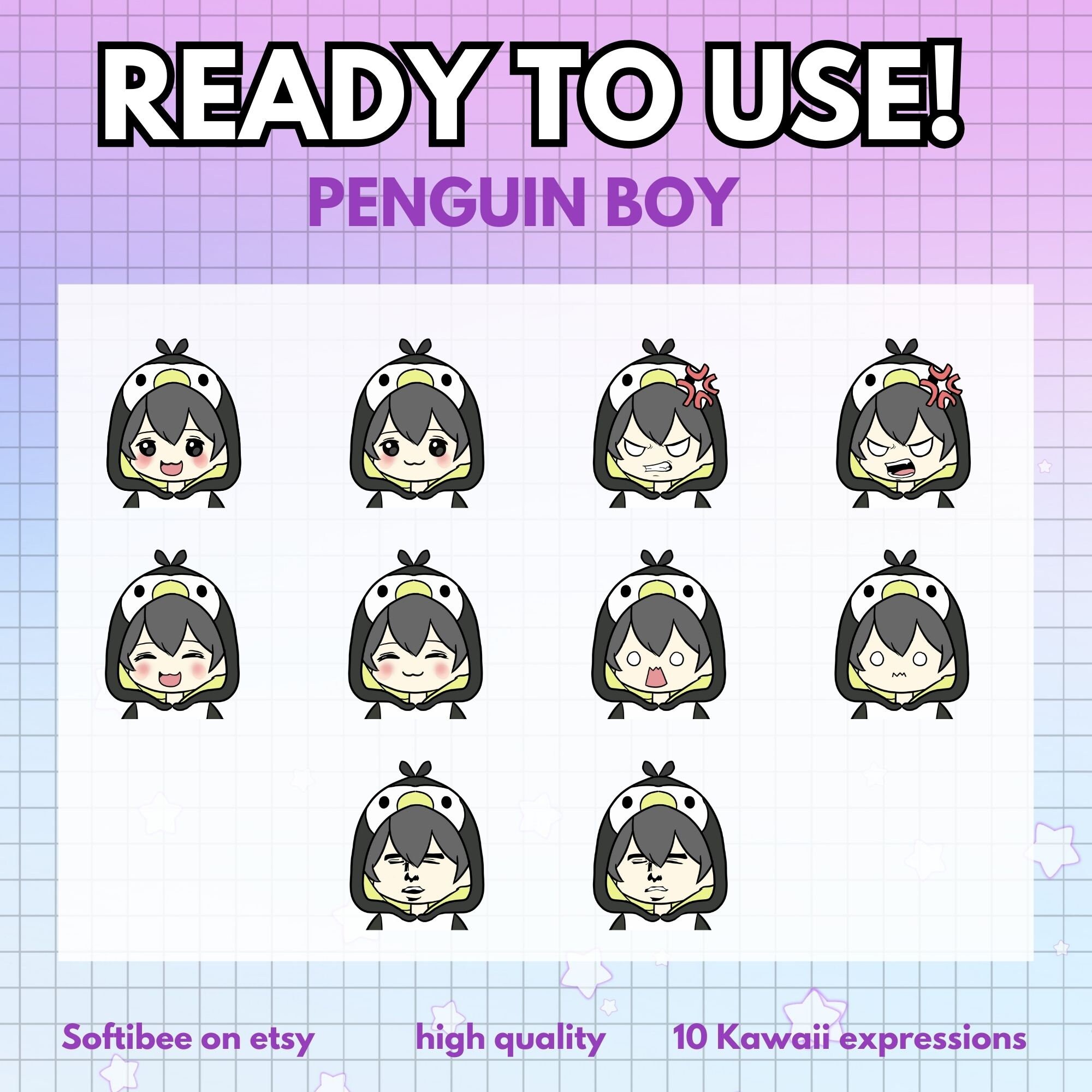 Pngtuber Penguin Boy 10x Chibi Vtuber Male Model Avatars for Twitch ...