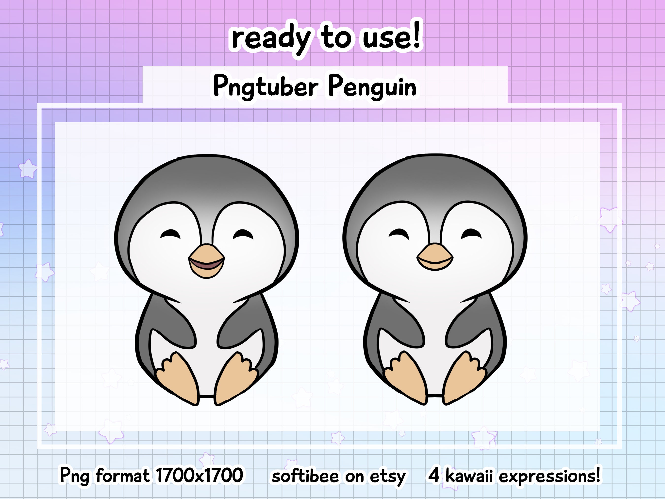 Pngtuber Penguin 4x Cute Anime Pngtuber Premade Baby Edition for Twitch ...