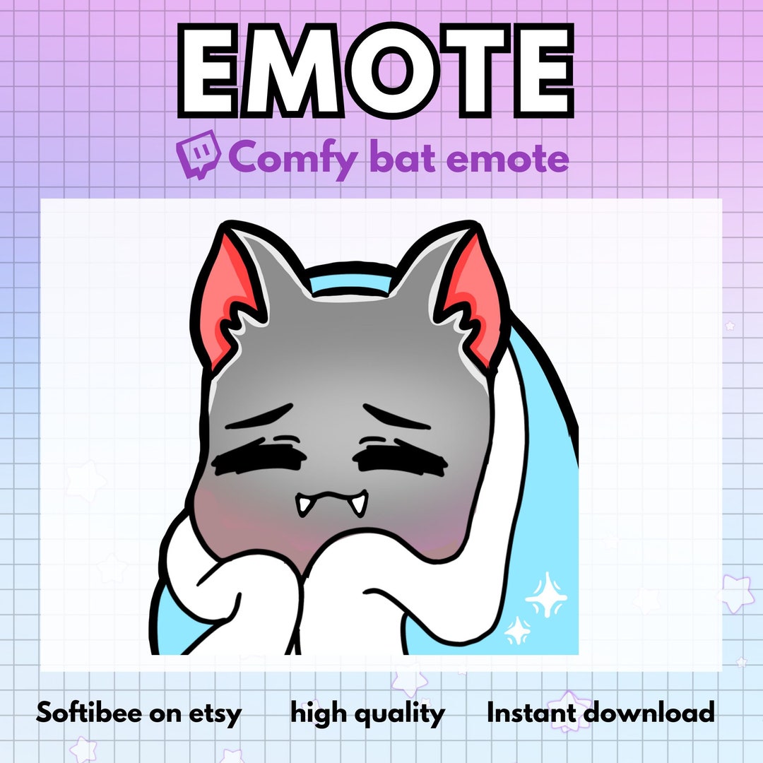 Twitch Bat Emote Comfy Single Grey Black Anime Bat Spooky Halloween ...