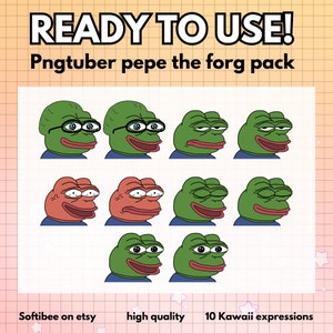 Pngtuber Pepe the Frog! 10x Funny Png Tuber Premade Frog Meme Edition for Twitch Vtubers and ...