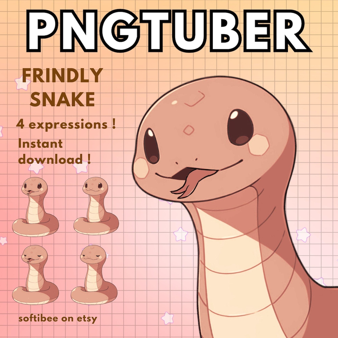Snake Pngtuber Model 4x | Red Gamer Snake Png Tuber | Chibi Vtubers for ...