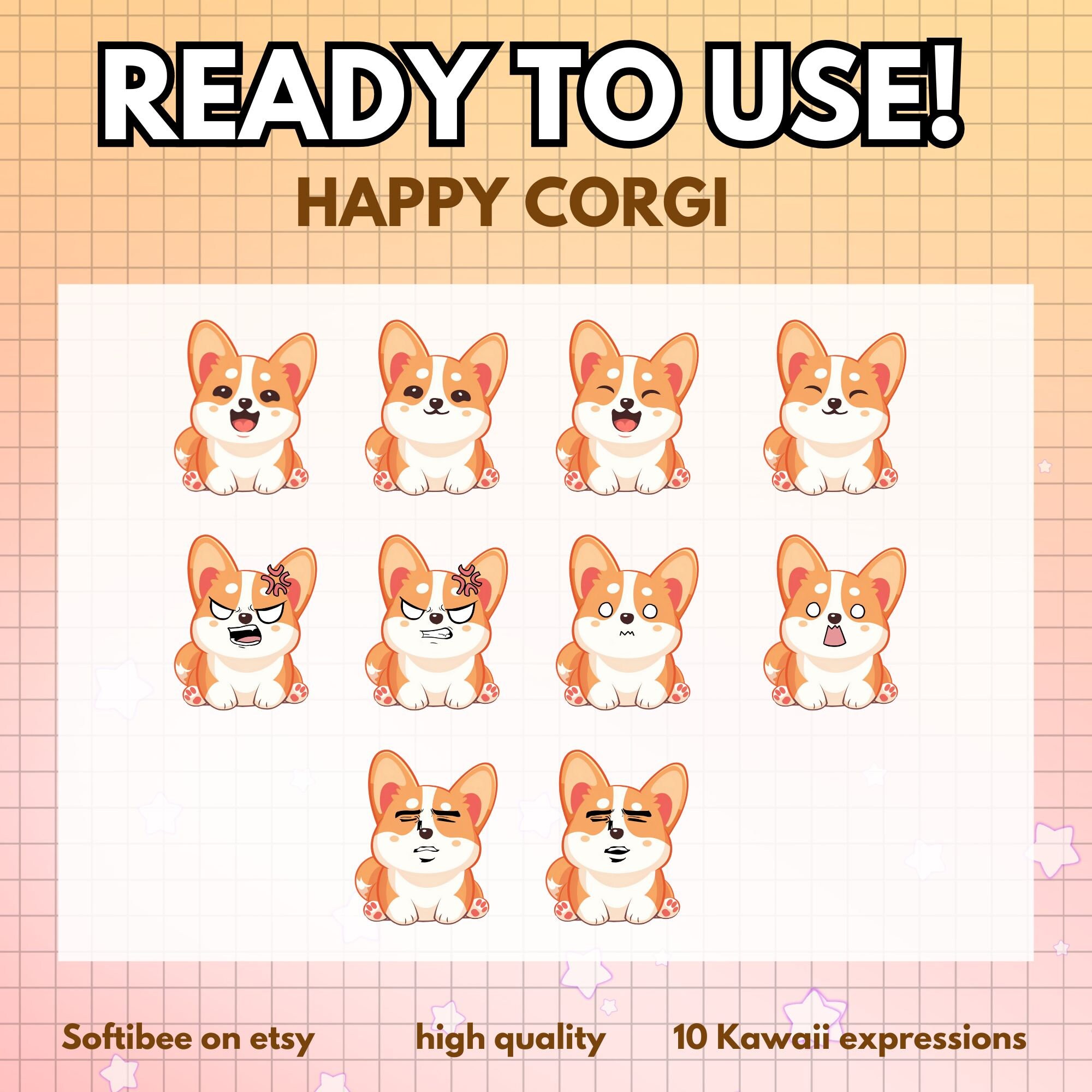 Corgi Pngtuber Dog Vtuber Model for Twitch | 10x Png Tuber Reactive ...