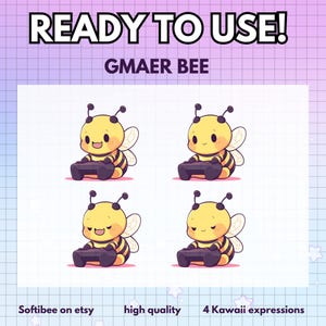 Bee Pngtuber GAMER ! X 4 Bee Chibi Png Tuber Kawaii Vtuber Model for ...