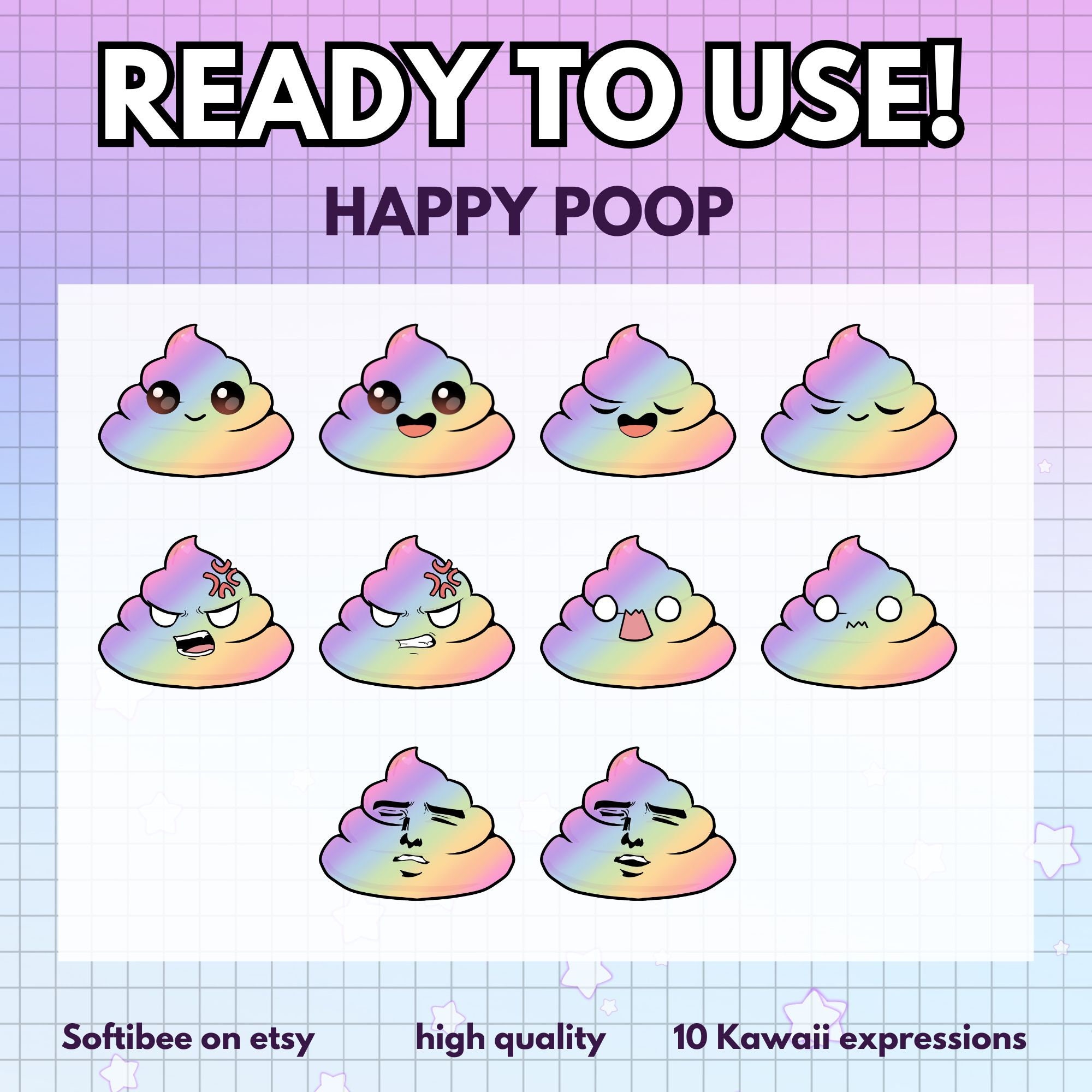 Png Tuber POOP 10x Cute Rainbow Poop Vtuber Premade Giftuber Food for ...